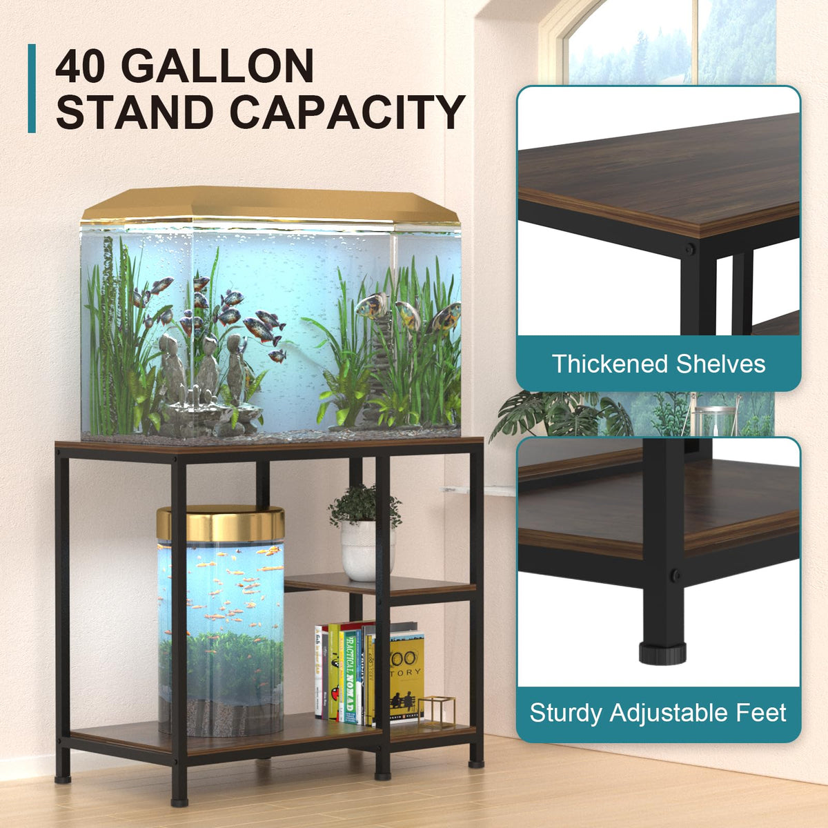 VANVERB Fish Tank Stand For 40 Gallon Wood Aquarium Stand With Shelves vanverb-fish-tank-stand-for-40-gallon-wood-aquarium-stand-with-shelves