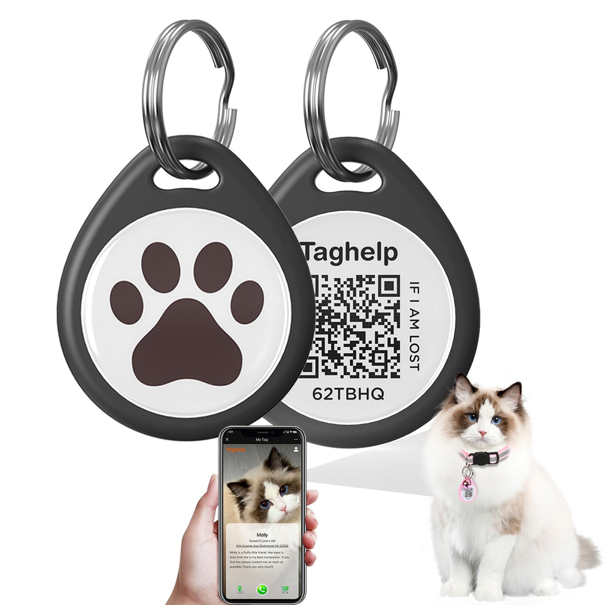 Qr Code Pet Id Dog Tags For Collar - Personalized Pet Profile - Scan Q ...