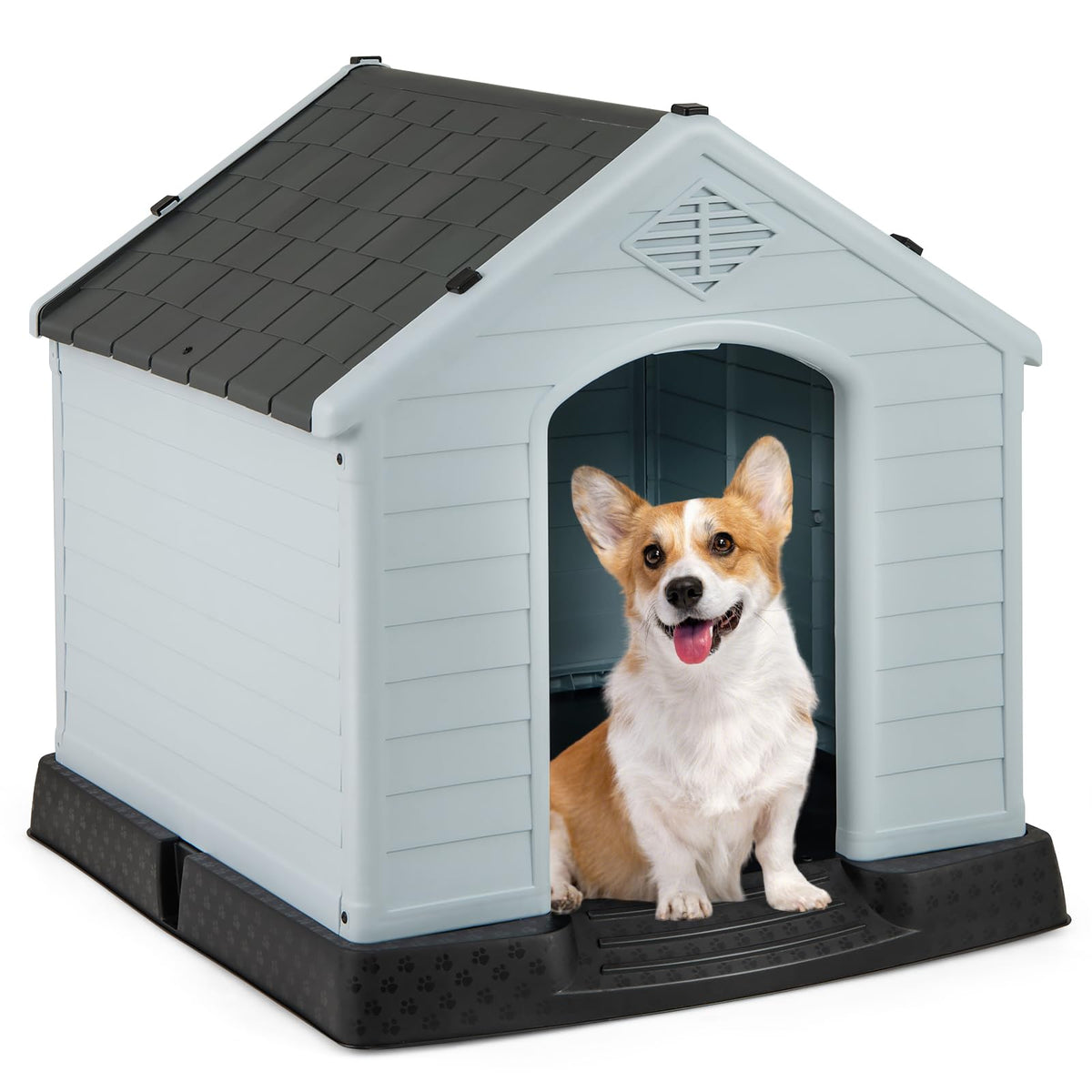 Giantex Dog House For Small Dogs, Waterproof Plastic Dog Houses With A ...