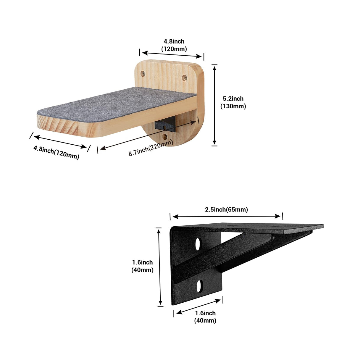 ESPETS Set of 3 Natural Wood Cat Wall Floating Steps Ladder Stairs ...