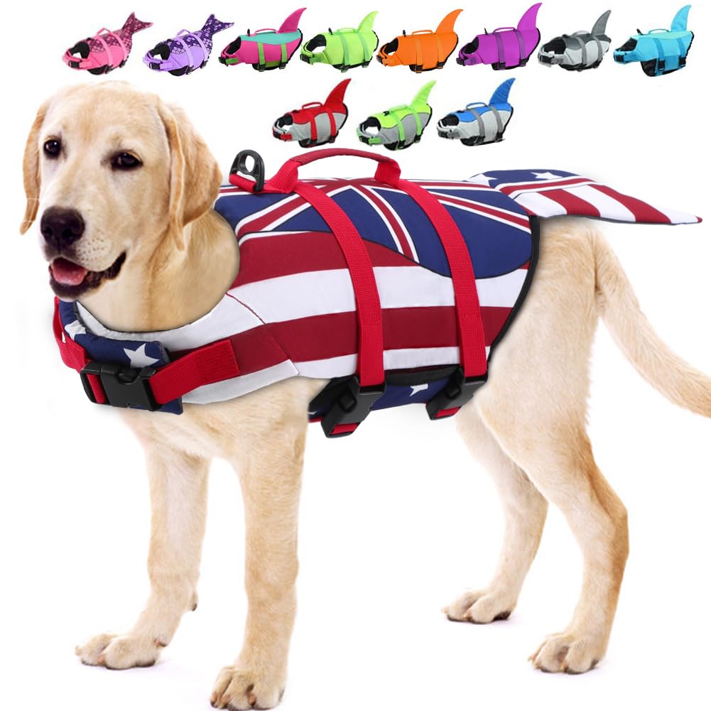 Emust Mermaid Life Jackets For Dogs, Adjustable Ripstop Dog Life Vest ...