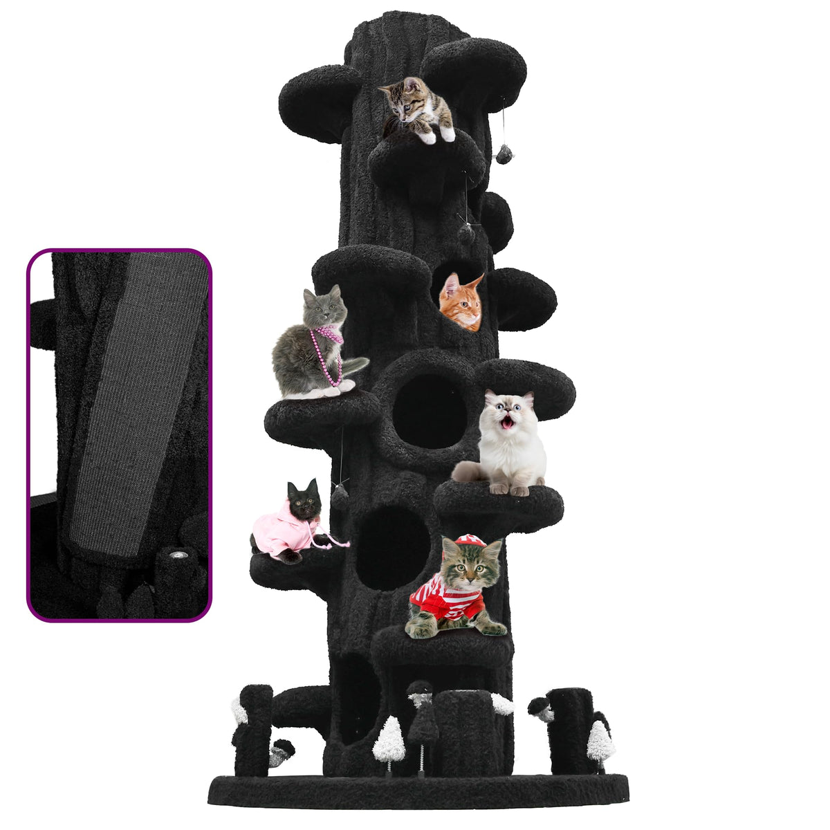Super Large Cat Tree For Indoor Cats, All-In-One Tall Cats Tower With ...