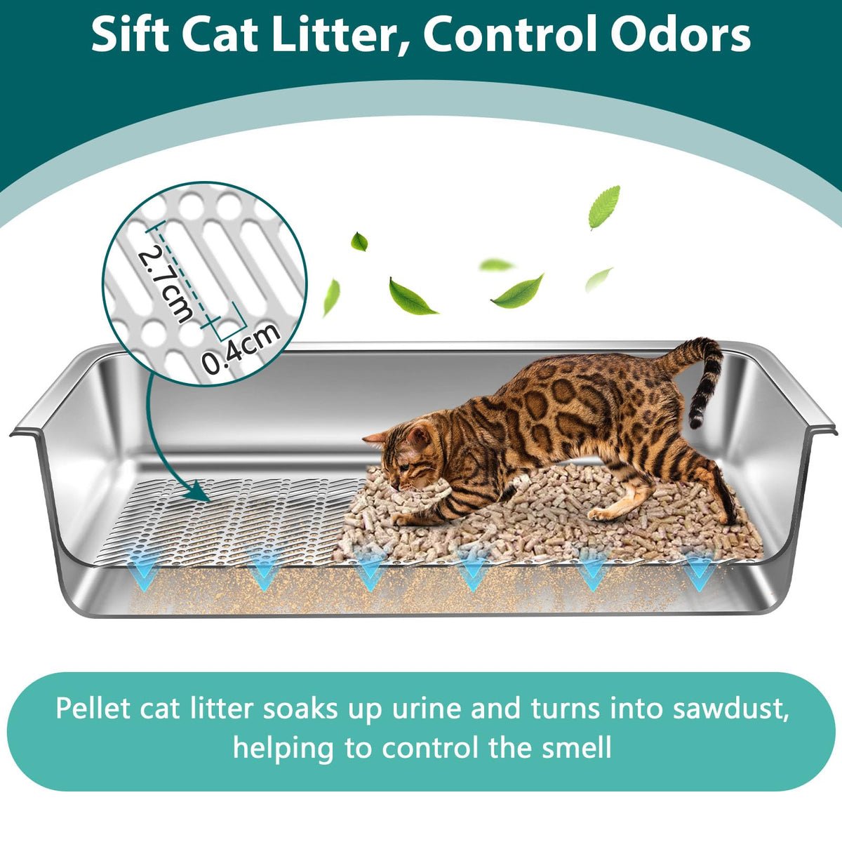 Amibud Stainless Steel Sifting Litter Box For Pine Pellets,Sifting Cat ...