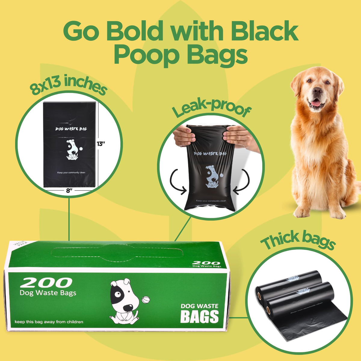 The Original Poop Bags® 2,000 Black Count Commercial Bulk Roll, Dog Po ...