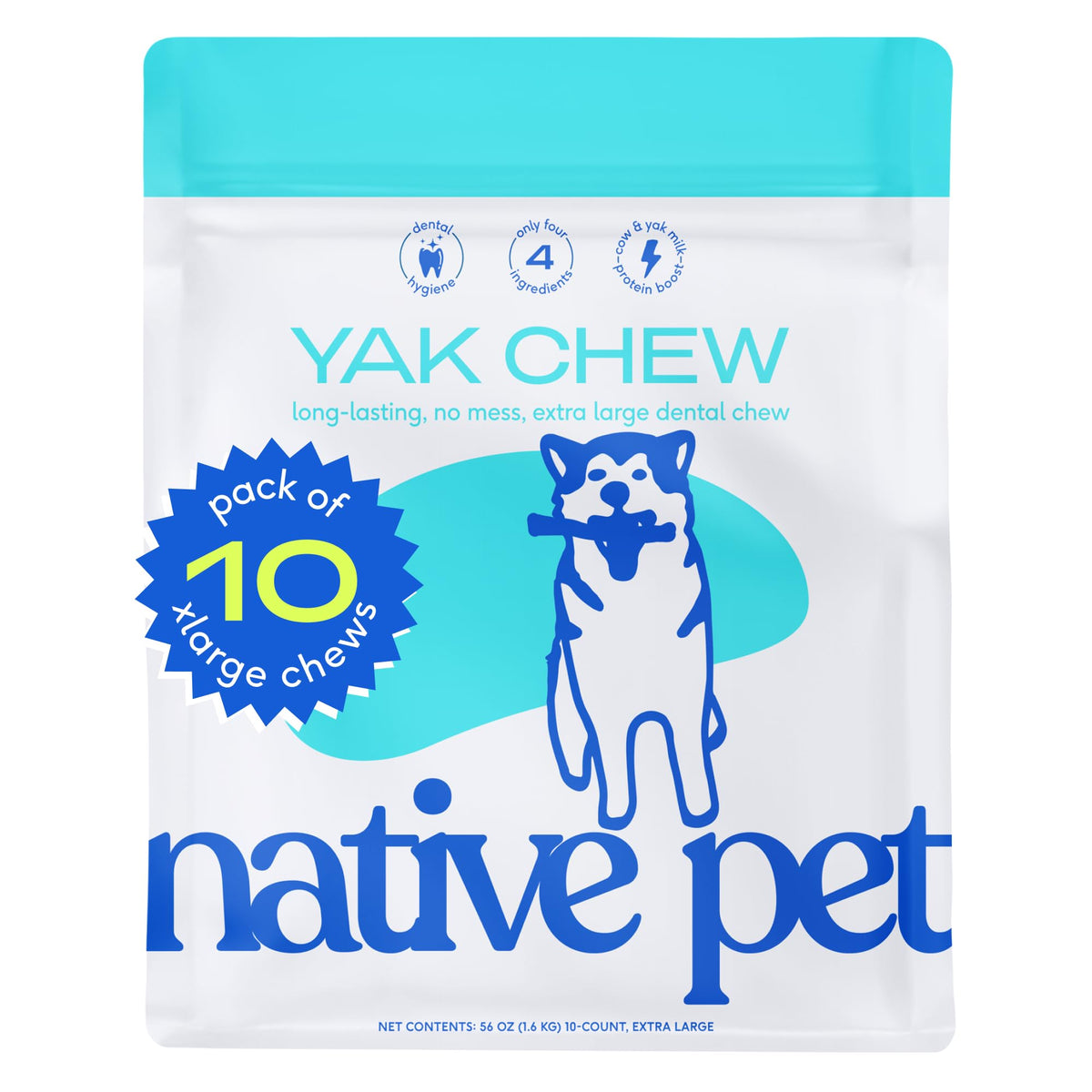 Native Pet Yak Chews (10 X-Large Chews) - Long Lasting Dog Chews - Nat ...