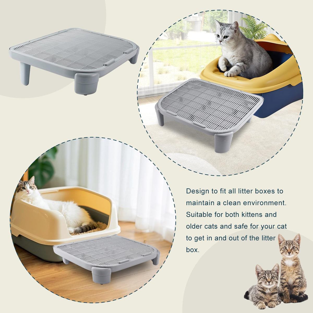 Wesketch Adjustable Cat Litter Ramp For Elevated Cat Litter Box, Doubl ...