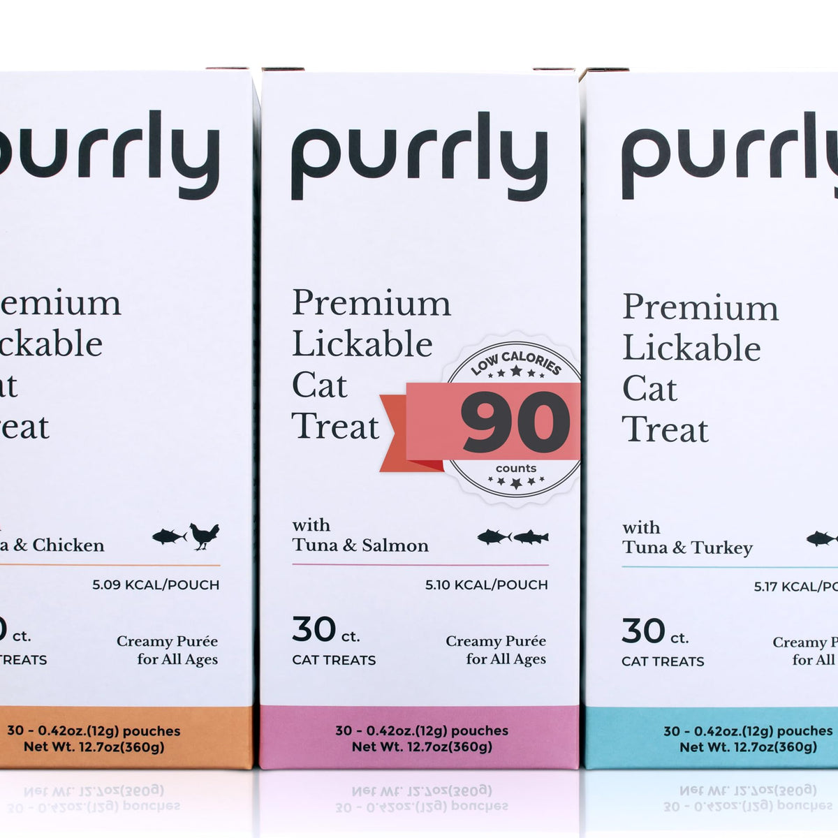 Purrly Healthy Premium Cat Treats Snack Topper Tuna Variety Bundle (90 ...