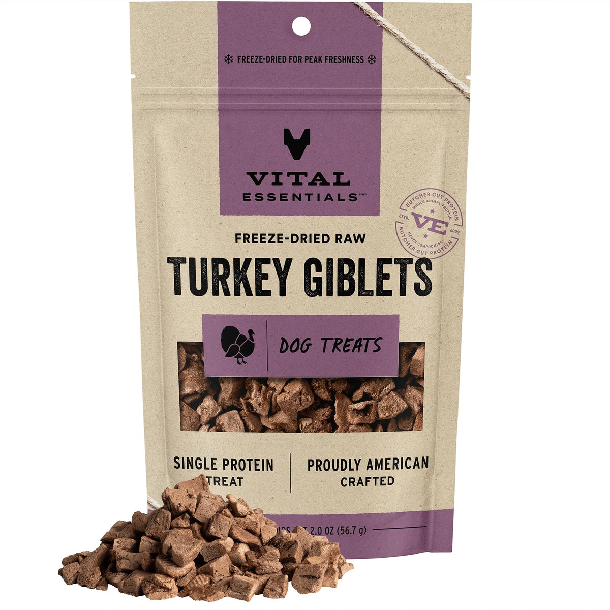 Vital Essentials Turkey Giblets Dog Treats, 2 oz | Freeze-Dried Raw ...