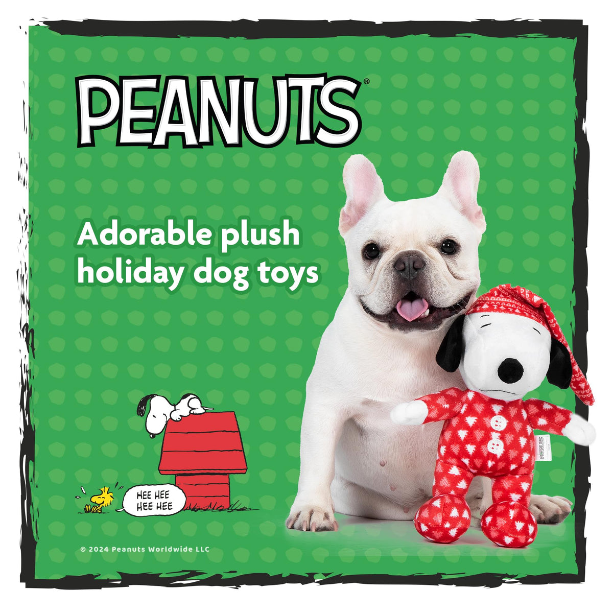PEANUTS for Pets Holiday Snoopy Slumber Party Squeaky Dog Toy | Medium ...