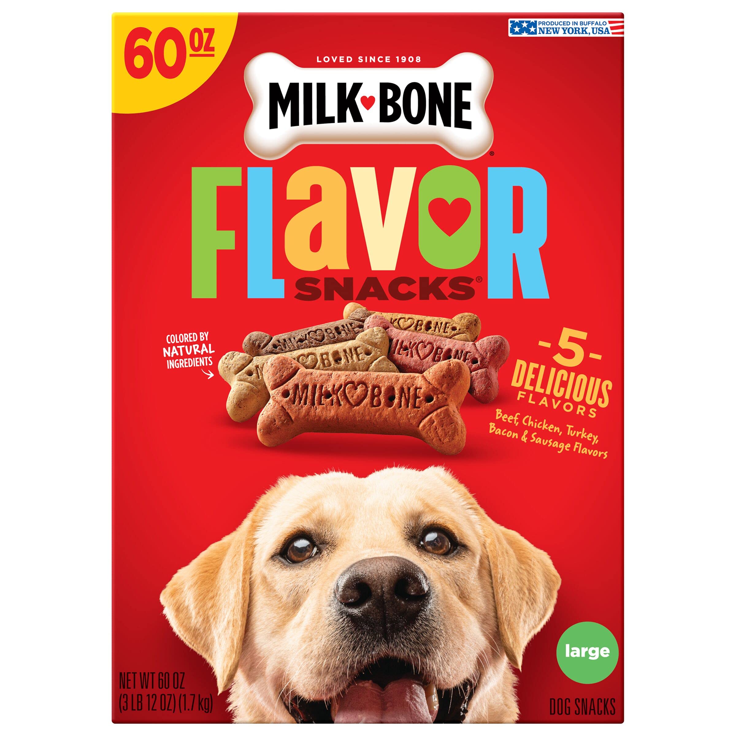 Milk-Bone Flavor Snacks Dog Biscuits for Large-Sized Dogs, 60 Ounce Bo ...