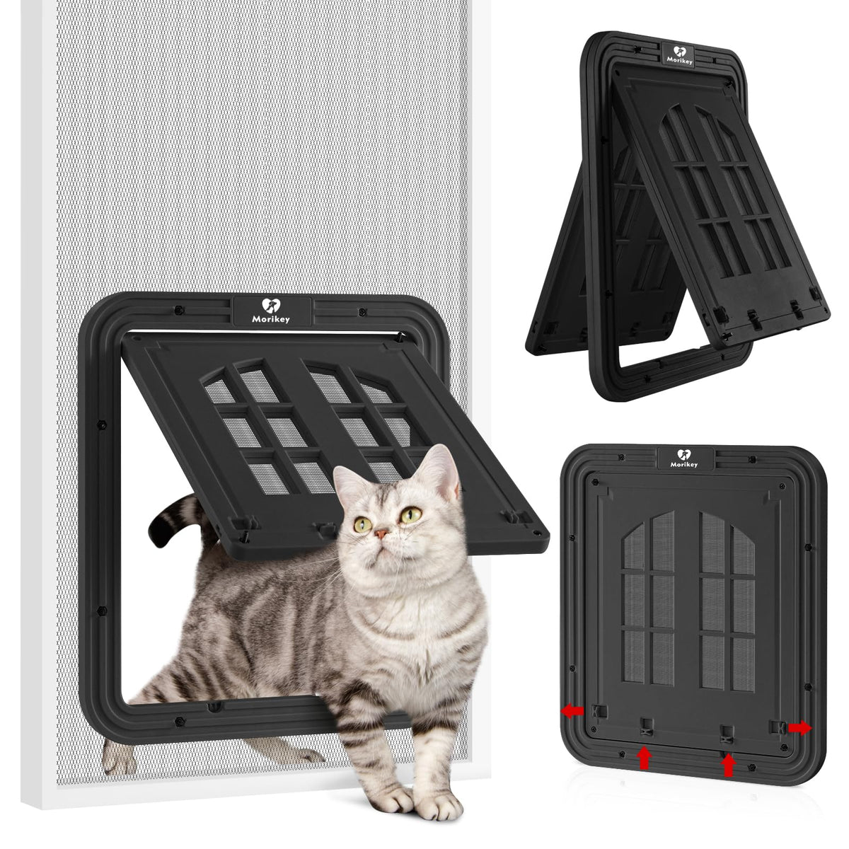 Morikey Cat Screen Door,Inside Opening 9.8 8.3Inch Cat Door For Screen ...
